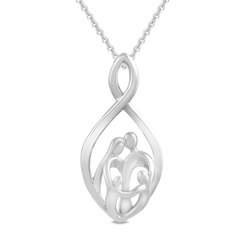 Amazon Collection Sterling Silver Family Infinity Pendant Necklace, 18"