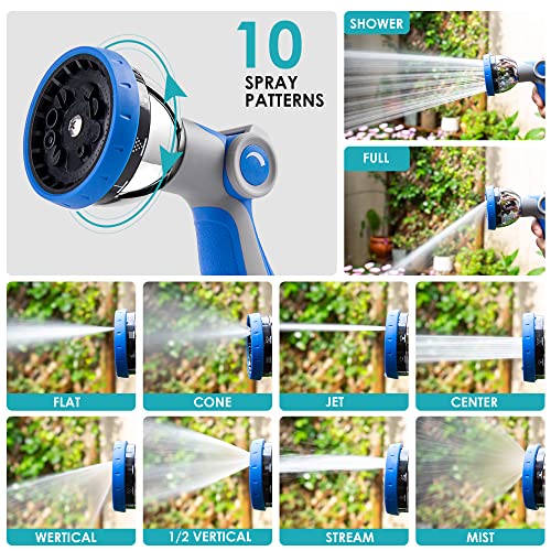 LOKIMSI Garden Hose Nozzle Sprayer,Features 10 Spray Patterns, Thumb Control, On Off Valve for Easy Water Control,Best for Watering Plants,Lawn& Garden,Washing Cars,Cleaning,Showering Pets