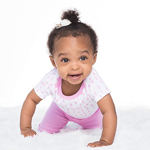 Lamaze Baby Girl's Organic 5 Pack Shortsleeve Bodysuits Pants, pink, 6M