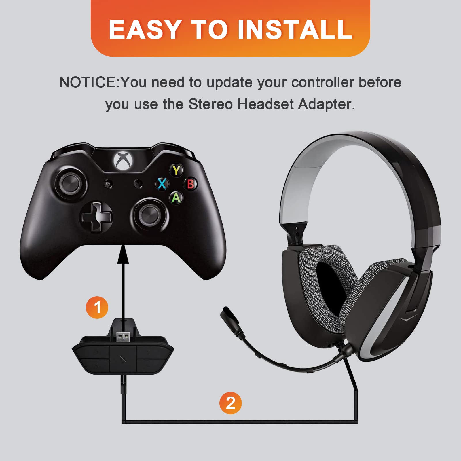 Arrocent Stereo Headset Adapter for Xbox One & Xbox Series X|S Controller - Adjust Audio Balance (Voice Chat & Game Sound), Volume, Mic Directly