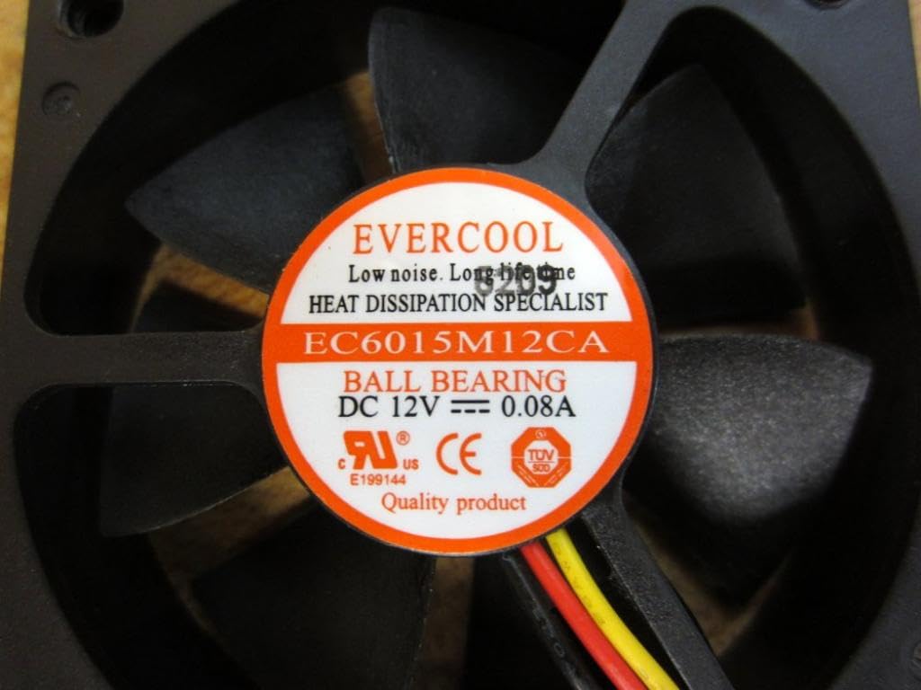 EVERCOOL EC6015M12CA with 3 PIN Connector, 60X60X15MM, Medium Speed, 12 Volt Fan