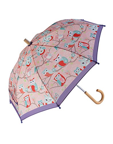 OAKI Double Layer Waterproof Kids Umbrellas with Windproof, UV Protection and C-Shaped Kidâs Easy Hold Handle (Perched Owls)