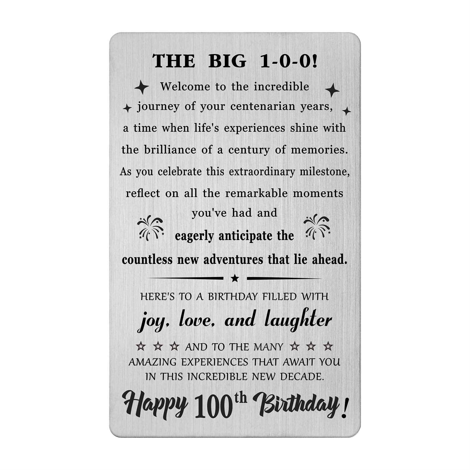 BAZLJY 100th Birthday Card - 100th Birthday Gifts for Men Women - 100 Year Old Gifts for Grandpa Grandma, Big Birthday Card for Men Women