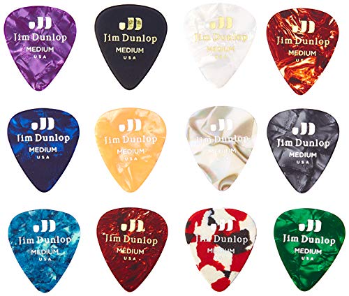 Dunlop Celluloid Variety Pack Medium Guitar Picks, 12 Pack
