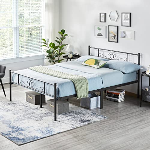 Yaheetech Queen Size Bed Frames/Metal Platform Bed with Headboard and Footboard/No Box Spring Needed/Easy Assembly, Black