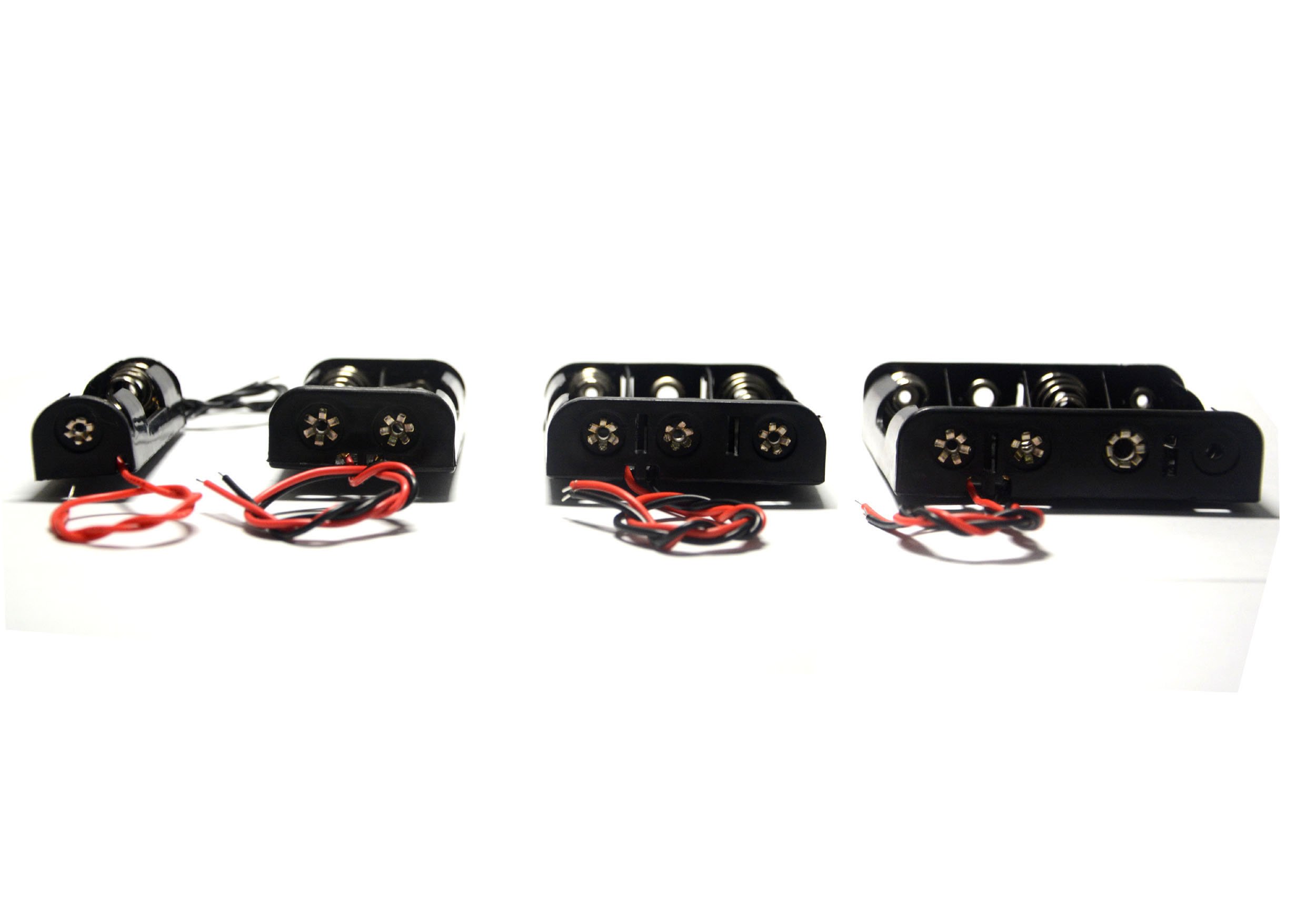 LAMPVPATH (Pack of 8) AA Battery Holder Bundle 2Pcs Single AA Battery Holder, 2Pcs 2X 1.5V AA Battery Holder with Leads, 2Pcs 3X 1.5V 3 AA Battery Holder with Wire, 2Pcs 4X 1.5V 6 Volt Battery Holder