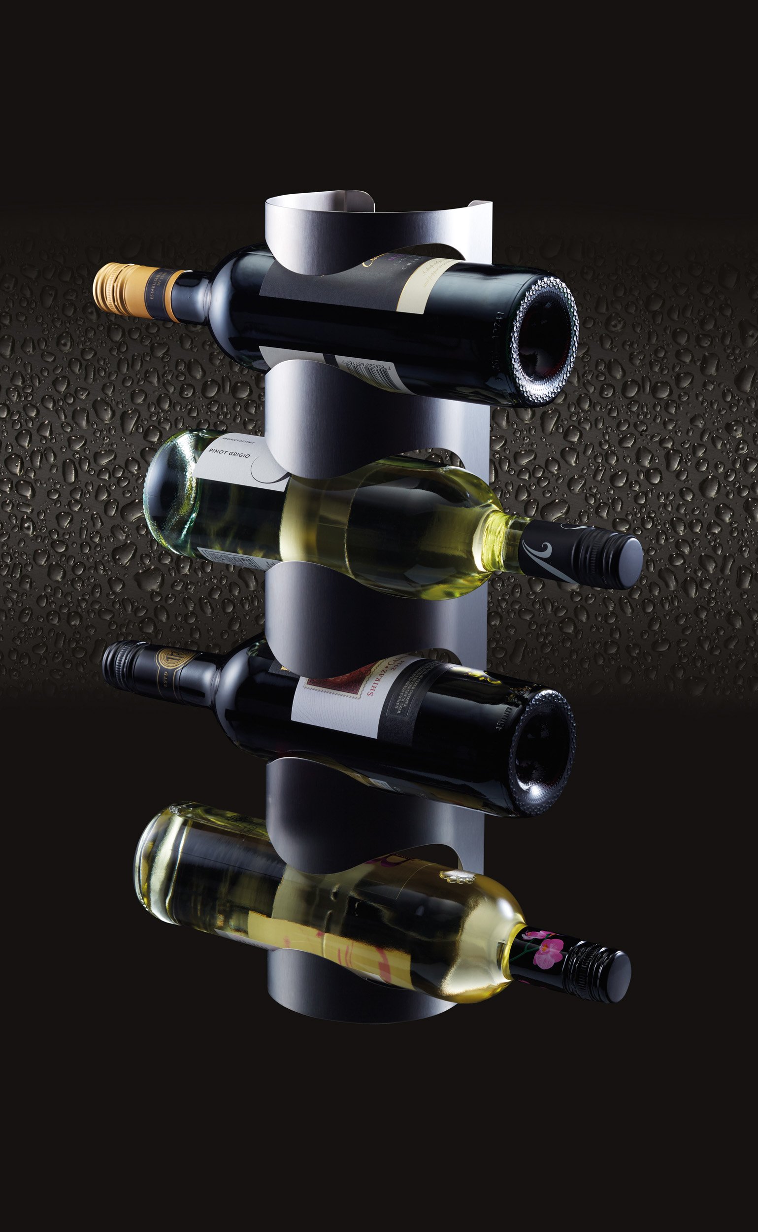 BarCraft Wall Wine Rack, Stainless Steel, 4 Bottle Holder