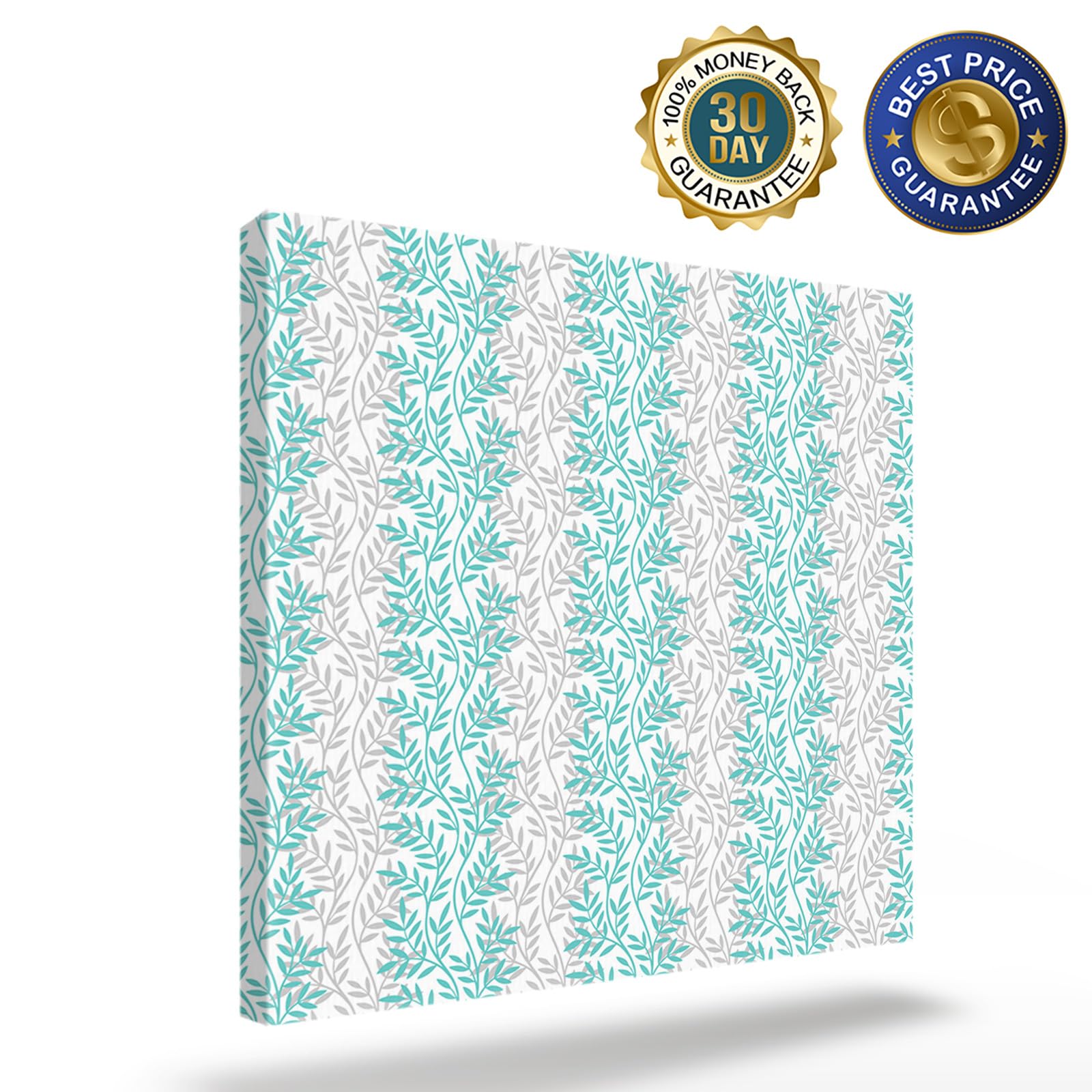 Abstract Leaf Canvas Wall Art Prints Painting Teal Green and Gray Gradient Plant Art Modern Frame Wall Decorative Artwork Ready to Hang for Living Room