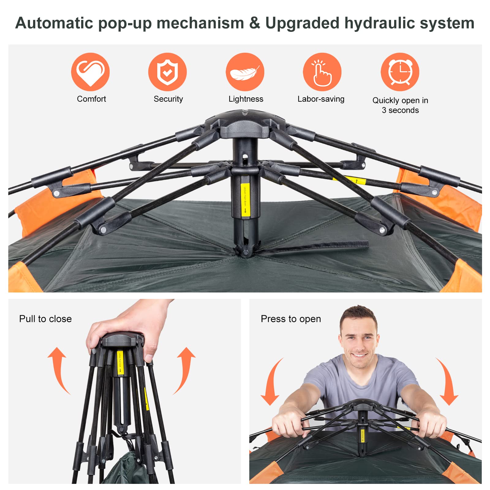 Amflip Camping Tent Automatic 2-3 Man Person Instant Tent Pop Up Ultralight Dome Tent 4 Seasons Waterproof & Windproof Camping Tent with Removable Outer Tarpaulin, Double Layers (green)