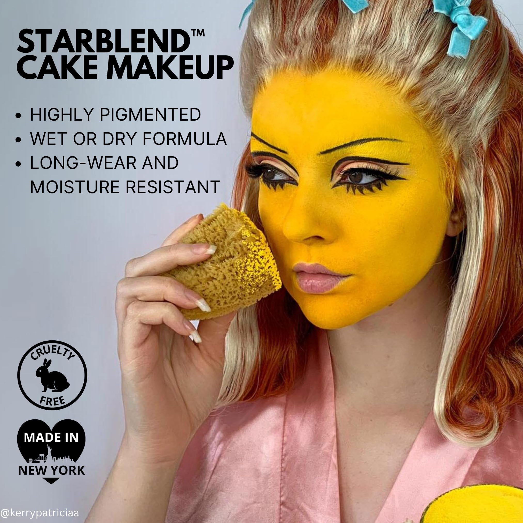 Mehron Makeup StarBlend Cake Makeup | Wet/Dry Pressed Powder Face Makeup | Powder Foundation | Blue Face Paint & Body Paint 2 oz (56g)