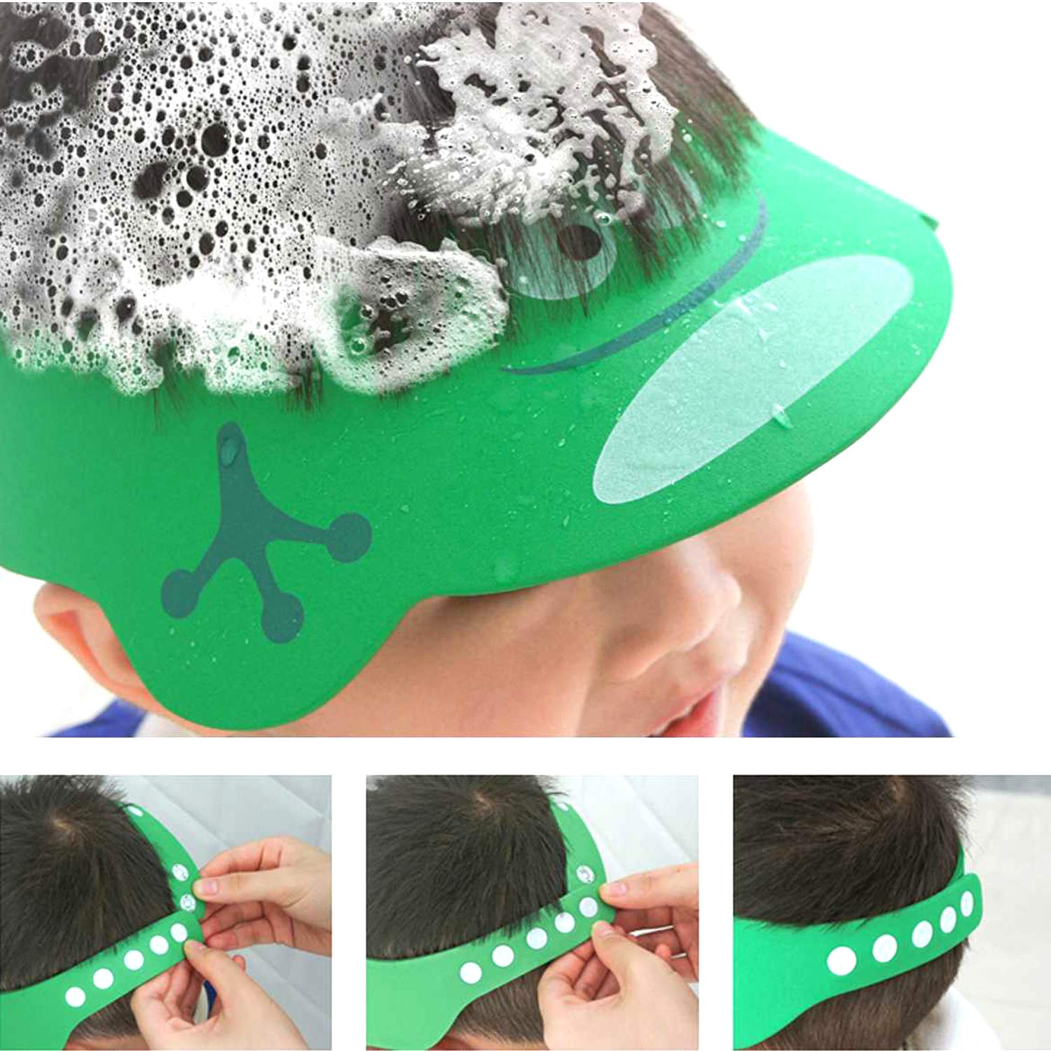 Adjustable Visor Cartoon Shampoo Shower Bathing Protection Cap for Toddler, Baby, Kids, Children, Set of 3