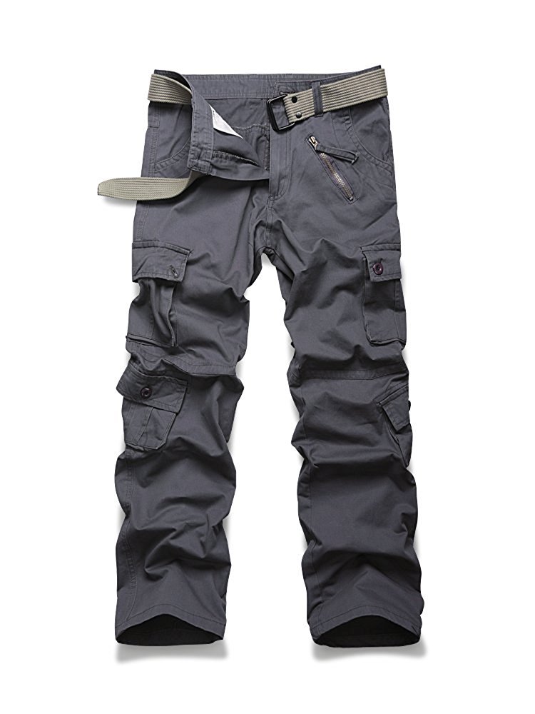 AKARMY Women's Cotton Casual Work Pants Camouflage Cargo Pants Parachute Pants for Women with Pockets Gray 2