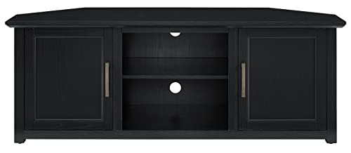 Crosley Furniture Camden Corner TV Stand for 65+ inch TVs, Entertainment Center with Storage Shelves, Black