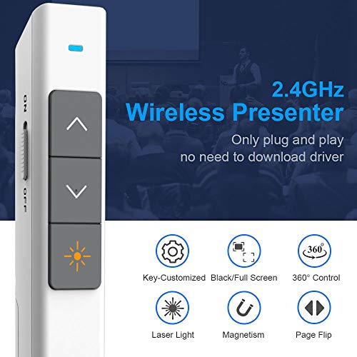 NORWII N26 Wireless Presenter with Laser Pointer 300 FT, 2.4GHz Presentation Clicker for Powerpoint Presentation, PPT Powerpoint Clicker for Presentation Remote Google Slide Clicker