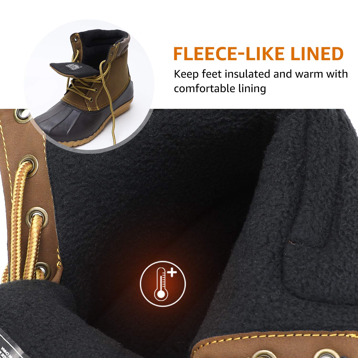 ALEADER Duck Boots Men Insulated Waterproof Winter Boots Cold Weather Snow Boots Tan 10 US