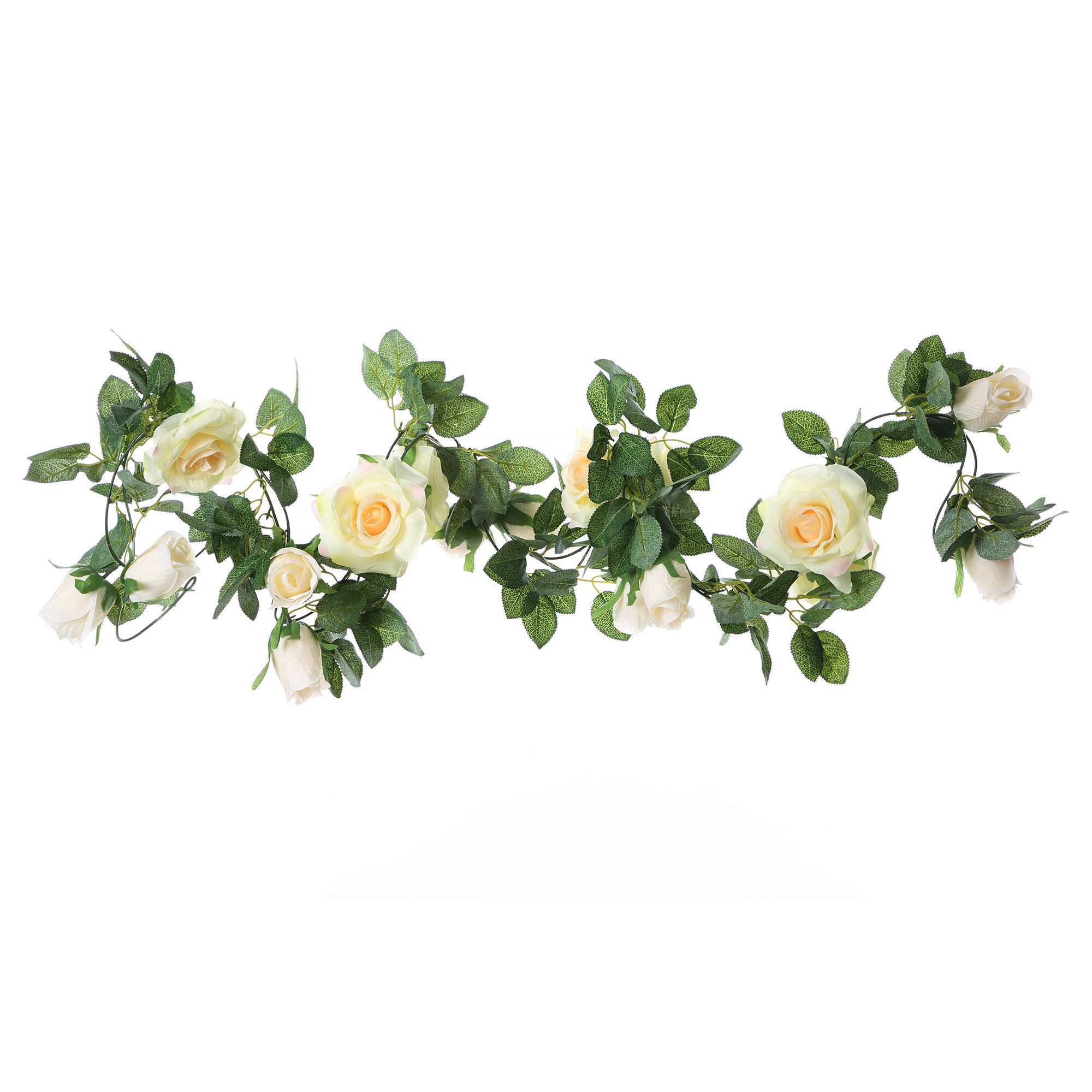 Felice Arts 2 Pack Champagne Rose Garland 13 FT Fake Flower Garland for Wedding Table Arrangement DIY Flower Wreath Decor