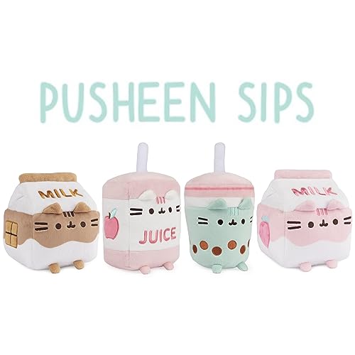 GUND Pusheen Boba Tea Cup Plush Cat Stuffed Animal for Ages 8 and Up, Green/Pink, 6”
