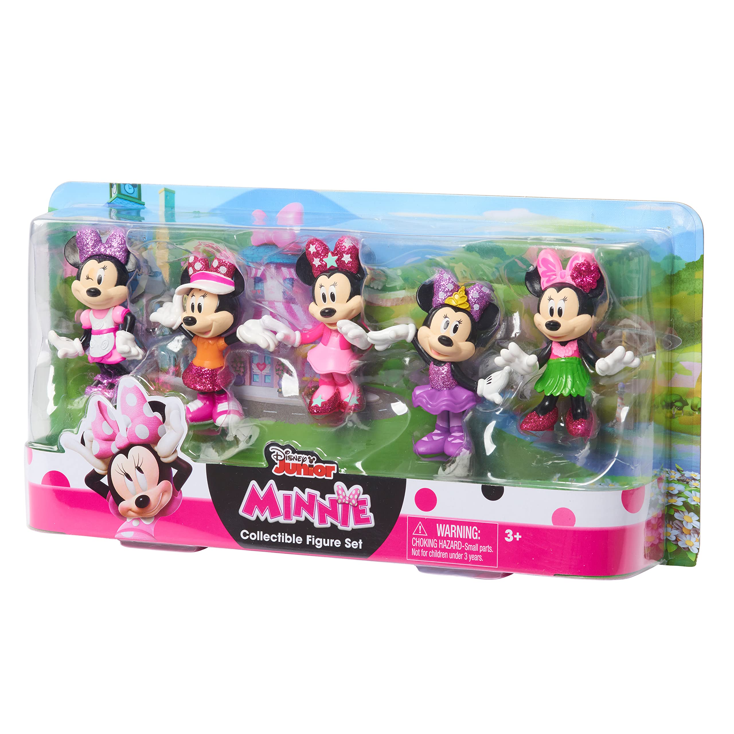 Disney Junior Minnie Mouse 3-inch Collectible Figure Set, 5 Piece Set, Officially Licensed Kids Toys for Ages 3 Up by Just Play