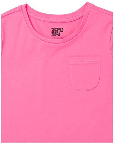 Amazon Essentials Girls' Short-Sleeve T-Shirt Tops-Discontinued Colors, Pack of 5, Pink/Orange/Blue, Medium