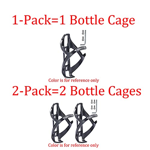 corki Cycles Bike Water Bottle Holder, Right Side Load Bicycle Water Bottle Cage for Road & Mountain Bikes Black 2-Pack