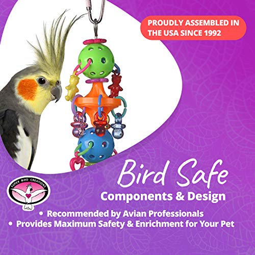 Super Bird Creations SB1083 Binky Bop Bird Toy, Medium Bird Size, 7.5" x 1.5"