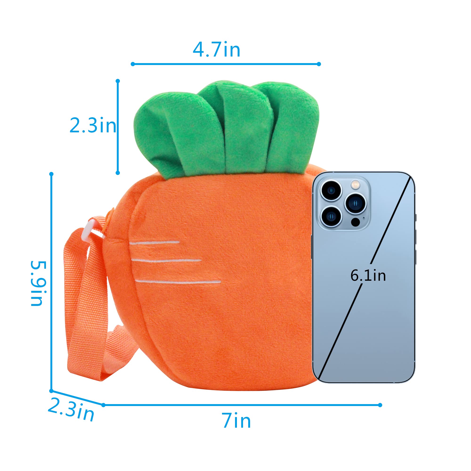 Van Caro Velvet Mini Carrot Purse, Women Cute Fruit Bag Crossbody Shoulder Bag