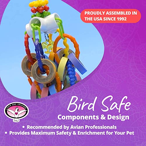 Super Bird Creations SB1107 Bagel Cascade Bird Toy, Large Bird Size, Refillable Bagels, 15β x 4.5β