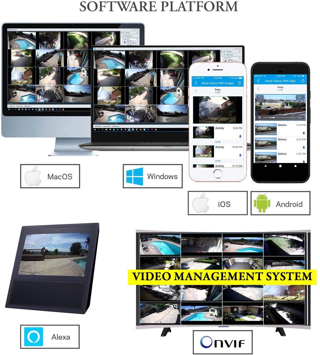 MICROSEVEN Open Source UltraHD 5MP 2560x1920 PoE Two-Way Talk,Alexa,Wide Angle,256GB SD Slot,Outdoor Night Vision Bullet Security Waterproof IP Camera,Human Motion Detection,FTP,Cloud,Web GUI,Apps+VMS