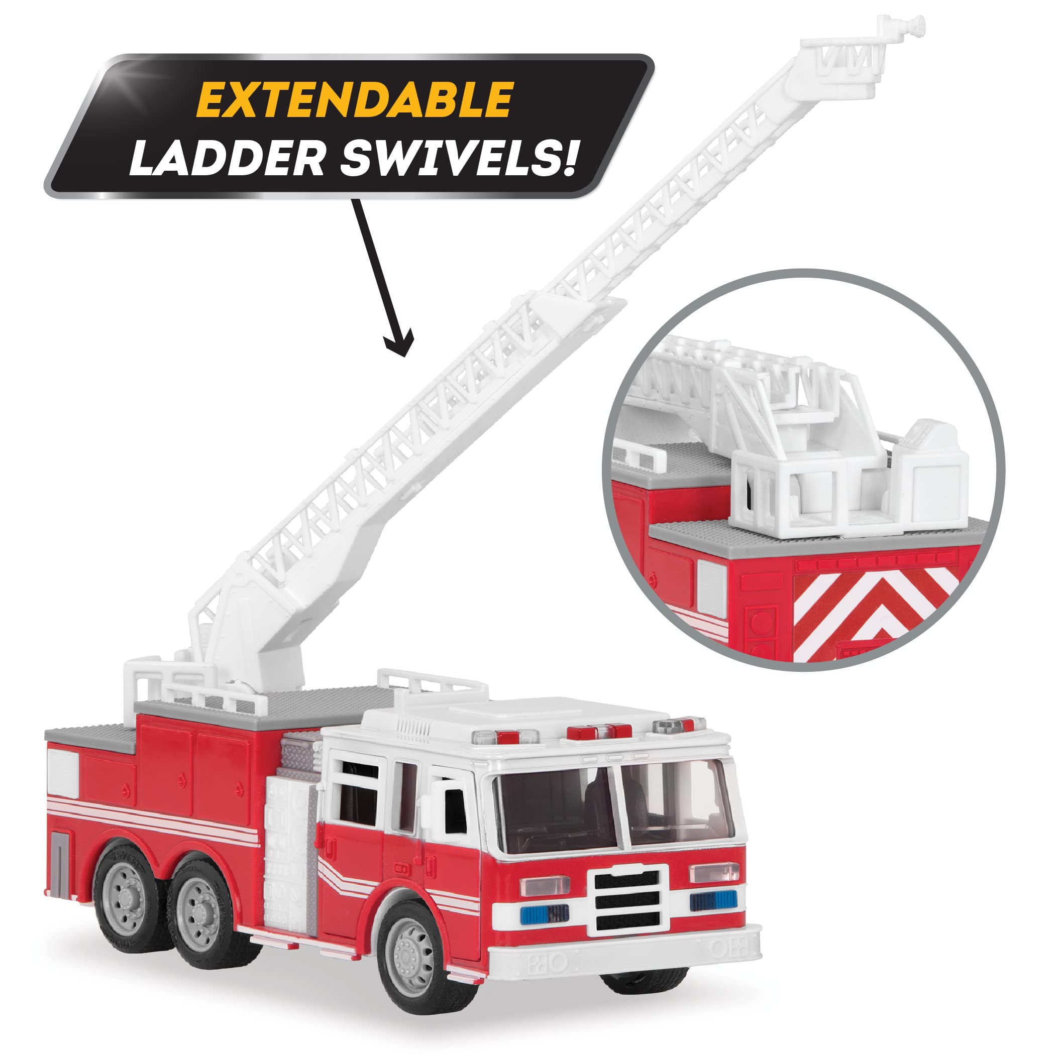 Driven by Battat β 1:24 Scale Fire Truck β Small Toy Truck with Lights, Sounds & More for Boys & Girls Age 3+
