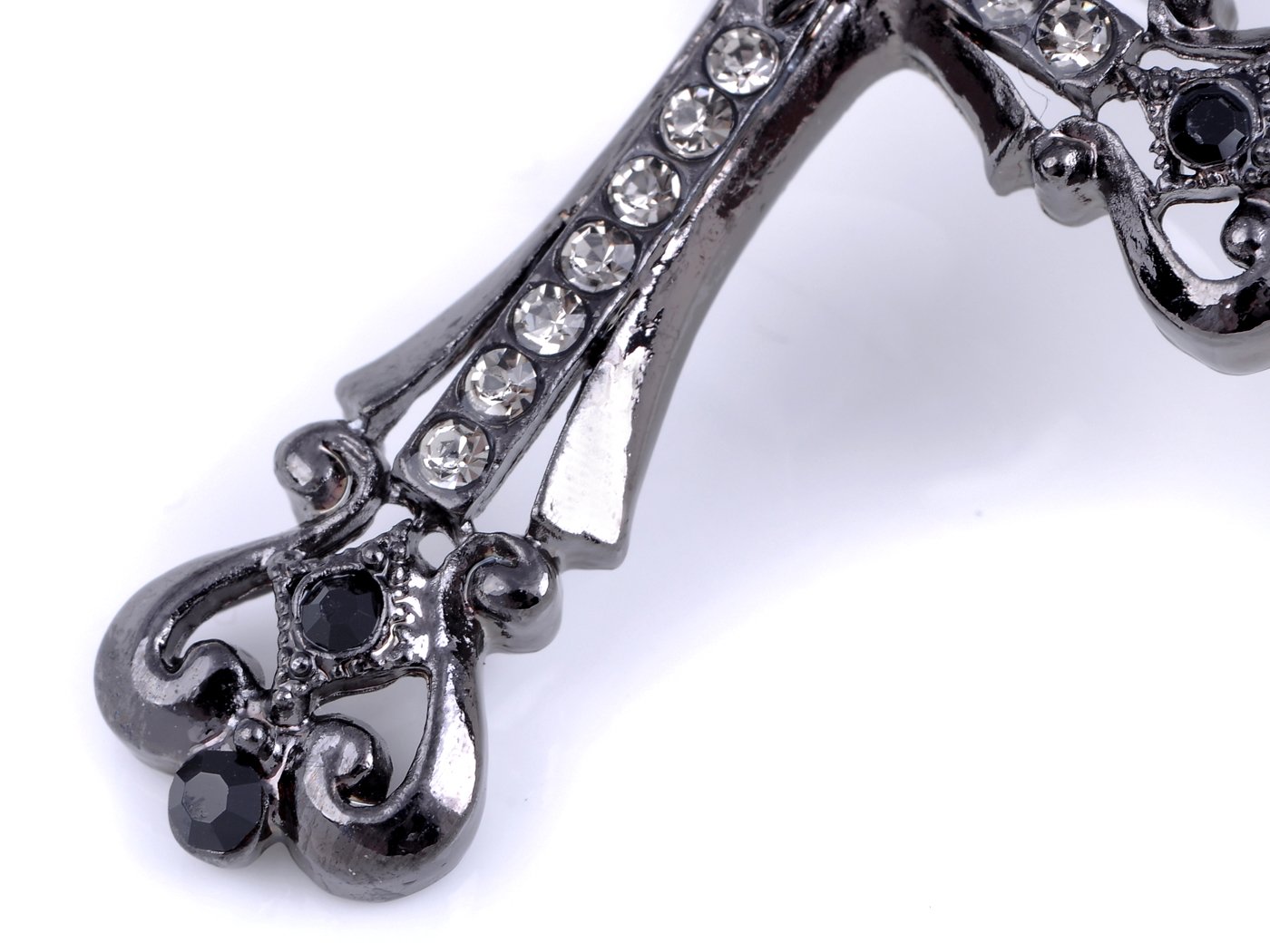 Alilang Womens Black Silver Clear Crystal Rhinestones Celtic Holy Cross Pendant Necklace, Black