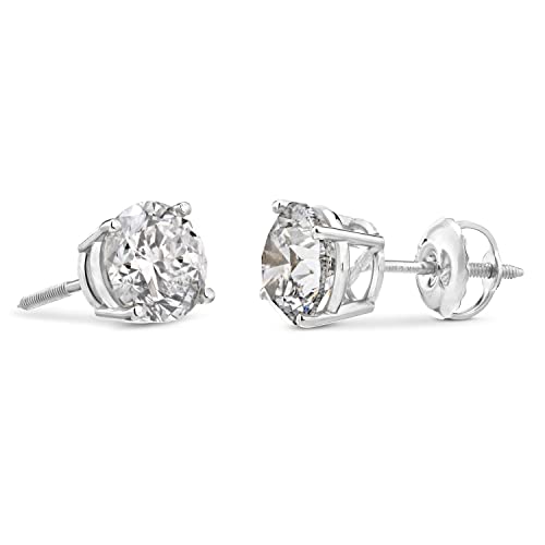 Amazon Essentials 14k White Gold Round-Cut Diamond Stud Earrings (2cttw, J-K Color, I2-I3 Clarity) (previously Amazon Collection)