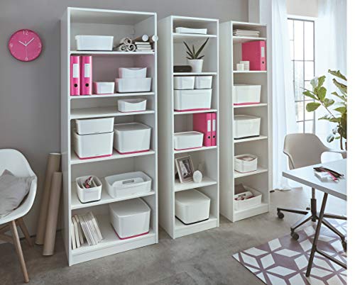 Leitz Large MyBox with Lid, Storage Box for Home and Office, High Gloss Plastic,18 Litre, A4, White/Grey