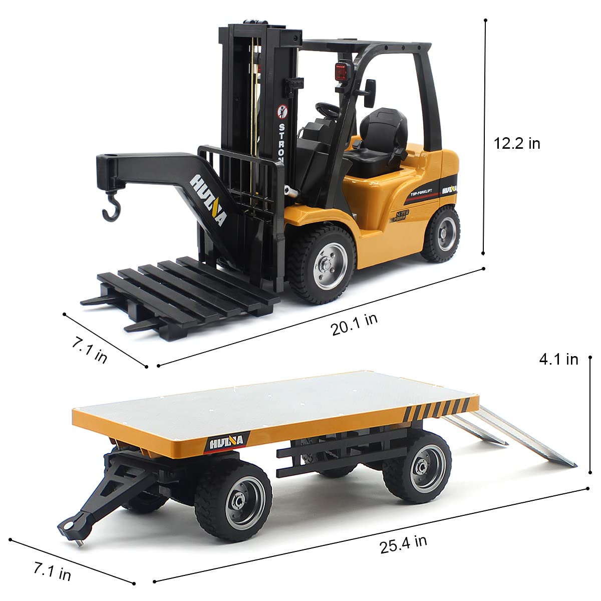 Mostop Remote Control Forklift 1/10 Scale RC Forklift with Metal Carrier Slab, 2.4Ghz RC Construction Engineering Forklift Toy Warehouse Truck Vehicle 10 Channel Toy Forklift with 2 Pallets & Lights