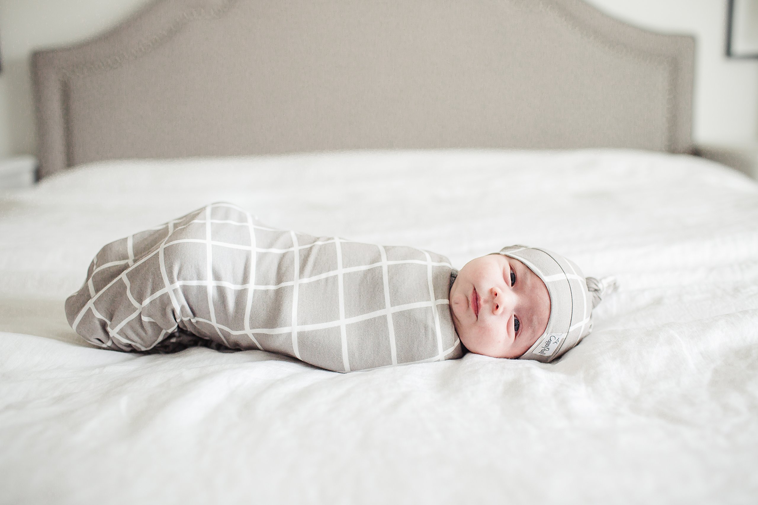 Large Premium Knit Baby Swaddle Receiving Blanket "Midway" by Copper Pearl