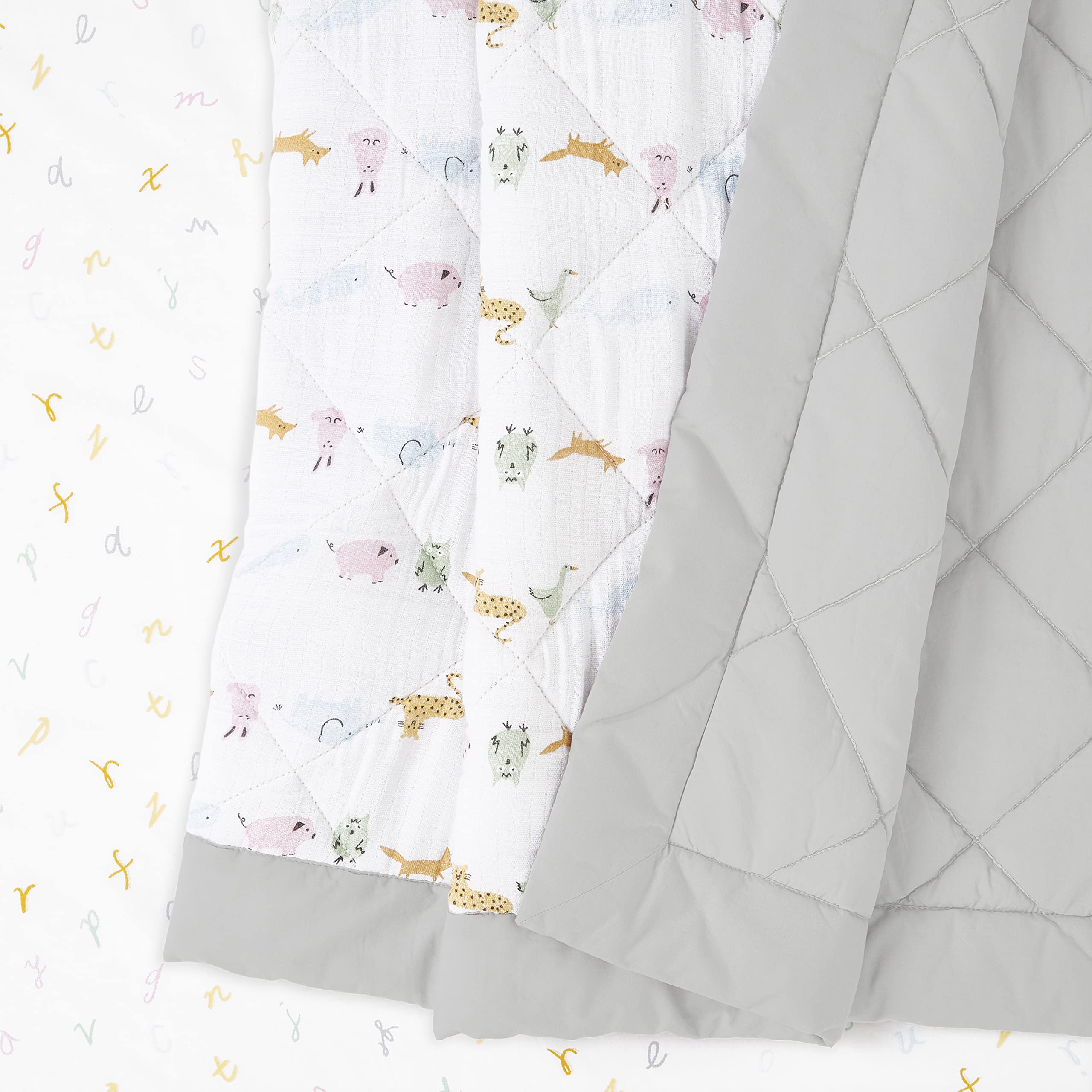 aden + anais Essentials 3-Piece Crib Bedding Set, Baby Bedding Bundle, Cotton Blanket, Crib Sheet, Crib Skirt, Alphabet Animals