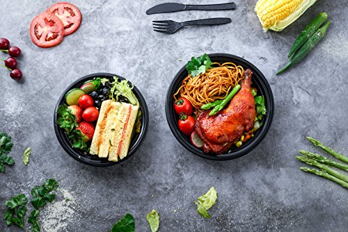 Glotoch Meal Prep Container, 50 Pack 24 OZ To Go Containers,Round Plastic Food Storage Containers Set with Lids - Microwave, Freezer & Dishwasher Safe,Eco-Friendly, BPA-Free, Durable & Stackable