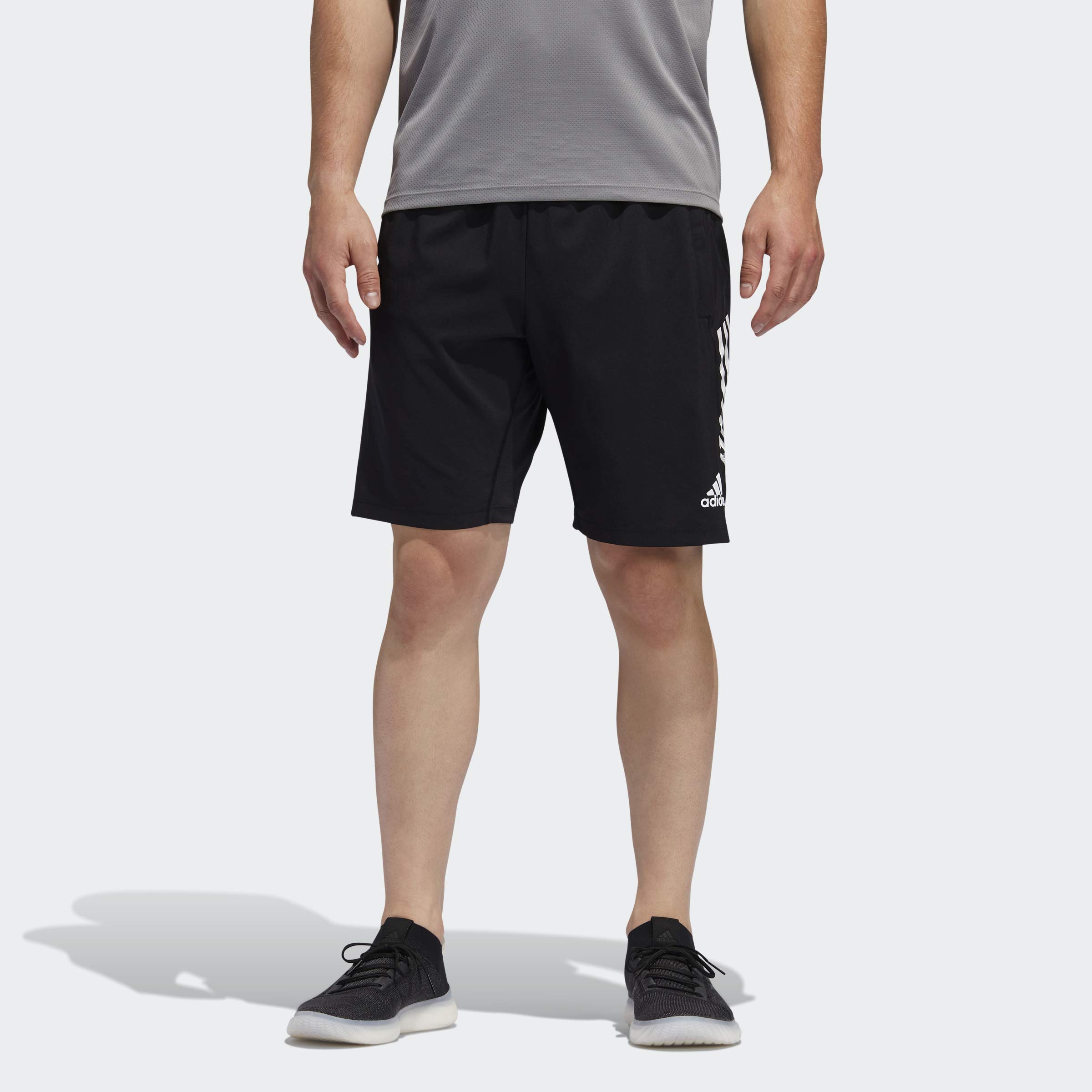 adidas Men's 4Krft 9" Sport 3-Stripes Shorts, Active Red/Black, Large