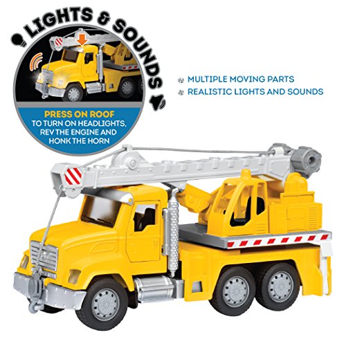 DRIVEN by Battat β Micro Crane Truck β Toy Crane Truck with Lights, Sounds and Movable Parts for Kids Age 3+ , Yellow