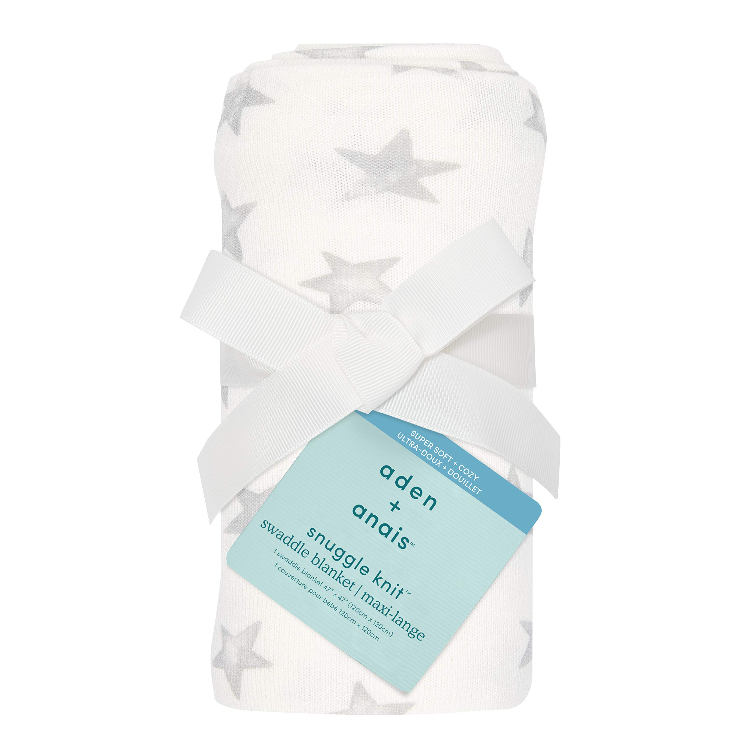 aden + anais Snuggle Knit Baby Swaddle Blanket for Newborn Girl and Boy, Versatile Stroller Cover, Burp Cloth, Nursing Shield, 47 x 47 Inch, Star