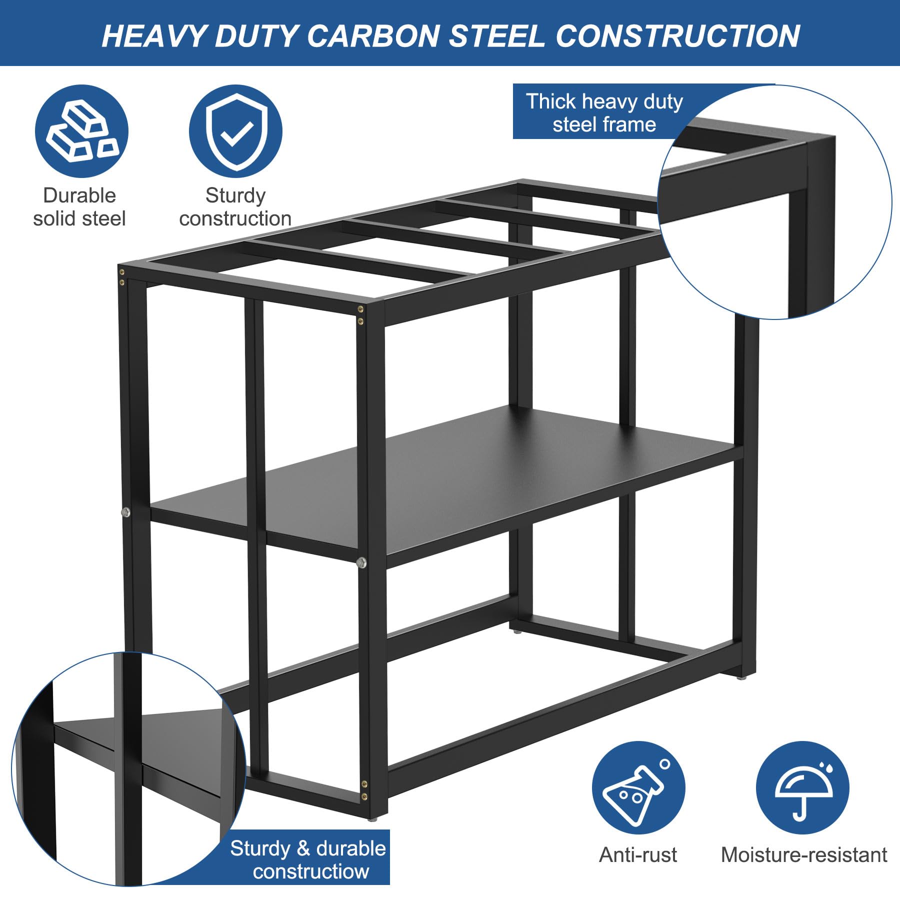 Akenow Fish Tank Stand 40 Gallon,Turtle Tank, Double Layer Metal Aquarium Stand with Storage, Turtle Tank/Reptile Terrariums 36.4" x 18.5" x 29.1"