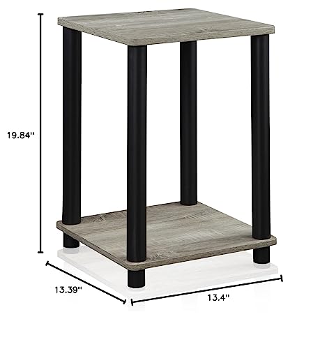 FURINNO Turn-N-Tube Haydn End Table, 1-Pack, French Oak Grey/Black