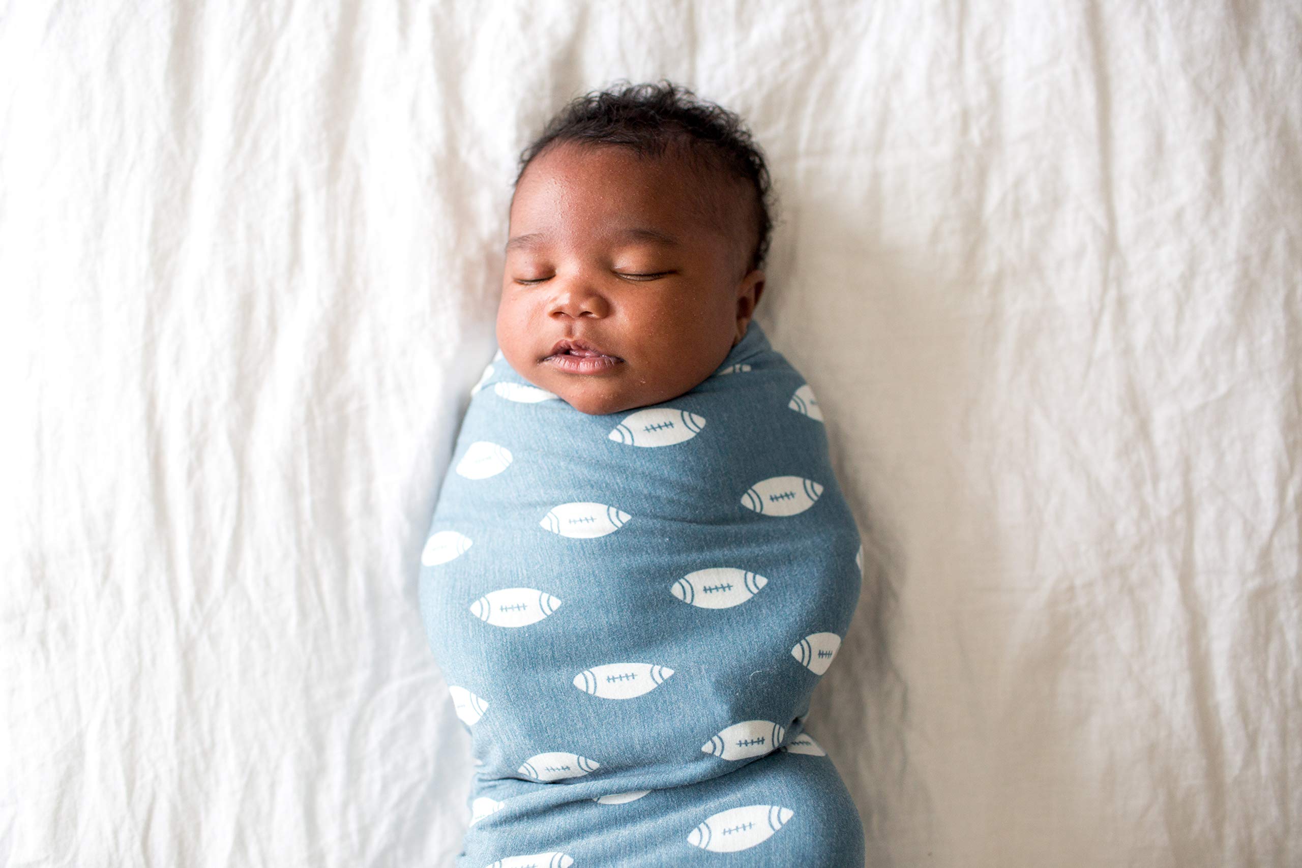 Large Premium Knit Baby Swaddle Receiving Blanket "Quarterback" by Copper Pearl