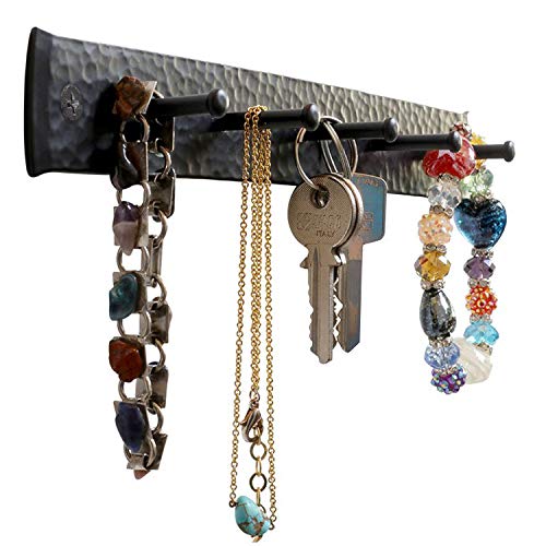 Stur-De Key Holder for Wall - Rustic Hooks for Hanging Accessories, Towel, Leash, Jewellery Hanger for Wall for Farmhouse-Style Homes - Vintage Iron Keys and Towels Rack for Wall - 10 x 1.2 x 1.2 Inch