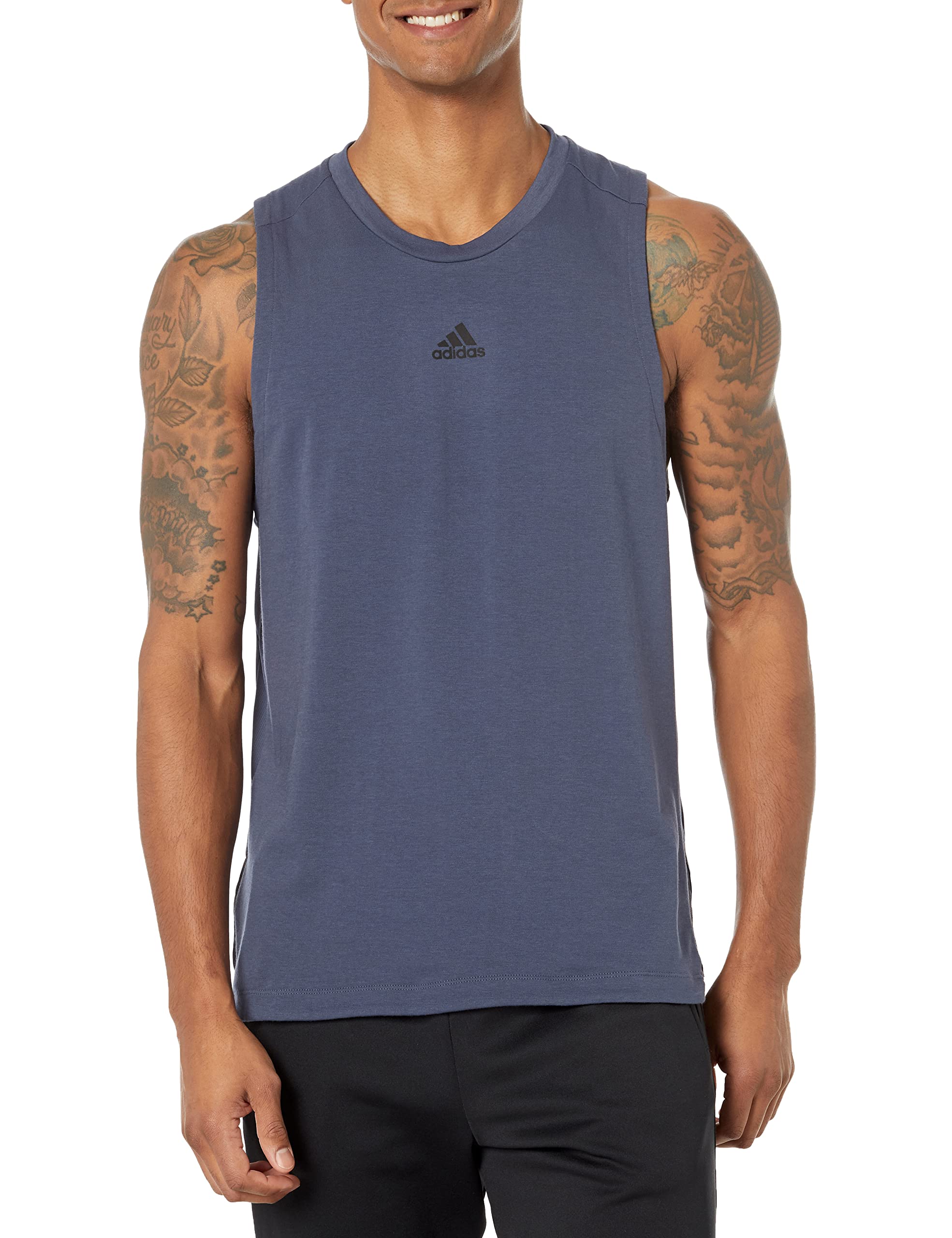adidas Men's AEROREADY Sleeveless Yoga Tee, Shadow Navy/Black, Medium