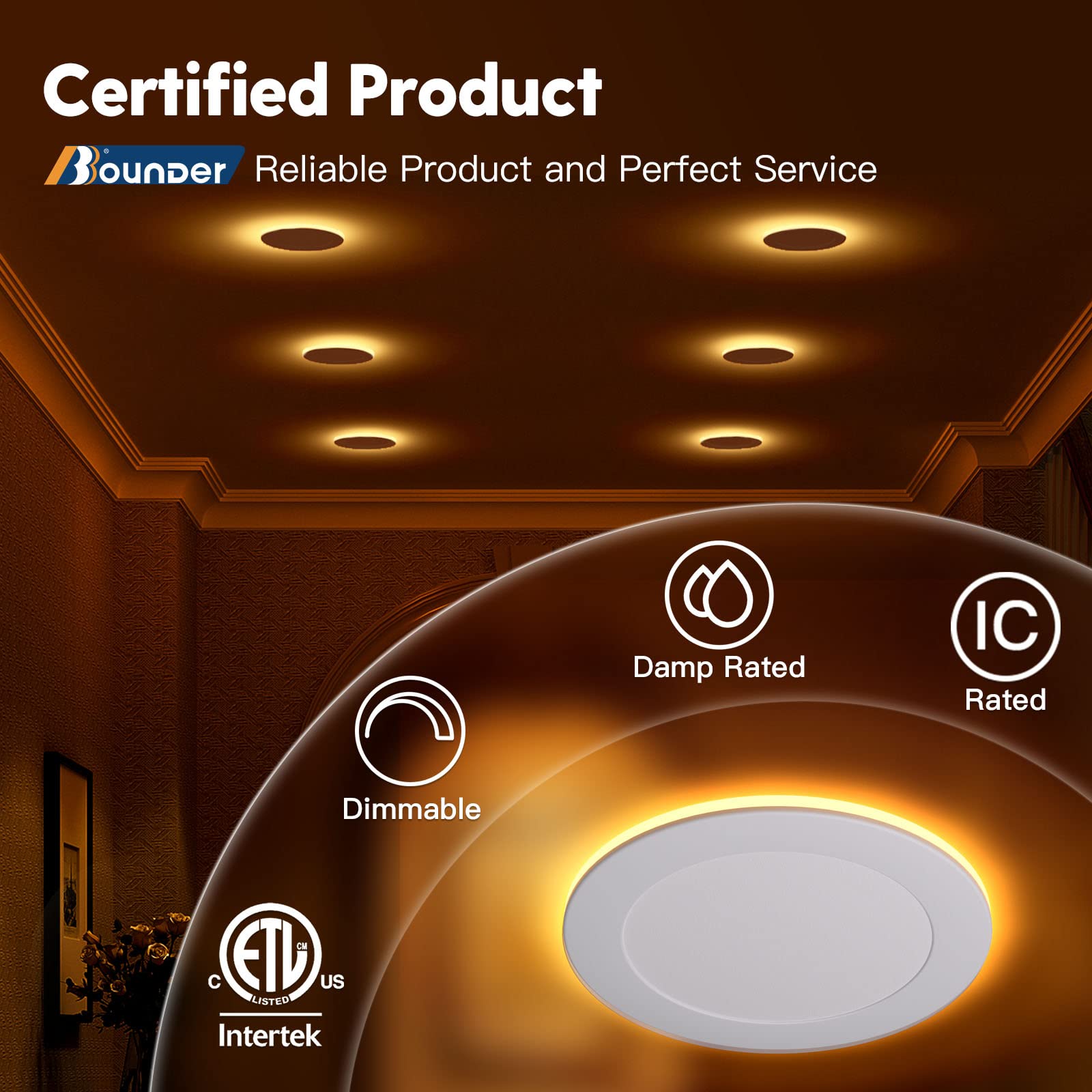 BBOUNDER 16 Pack 6 Inch 5CCT LED Recessed Ceiling Light with Night Light, 2700K/3000K/3500K/4000K/5000K Selectable Ultra-Thin Recessed Lighting, 12W=110W, 1100LM, Canless Wafer Downlight - ETL&FCC