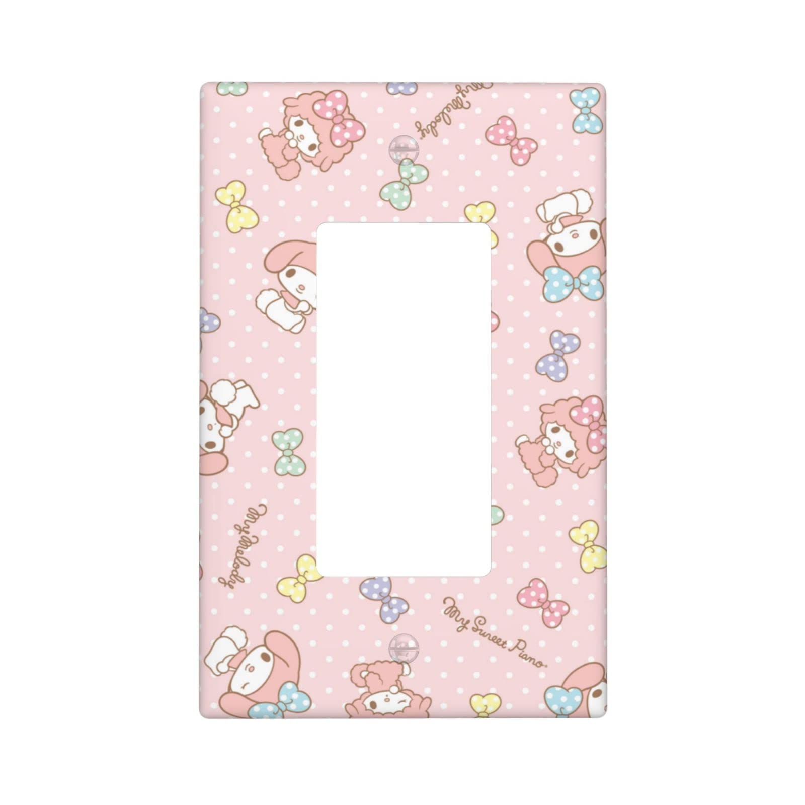 Anime Pink Light Switch Plate Cover Decorative Single Rocker Wall plate for Kids Teens Girls Room Nursery Bedroom Kitchen