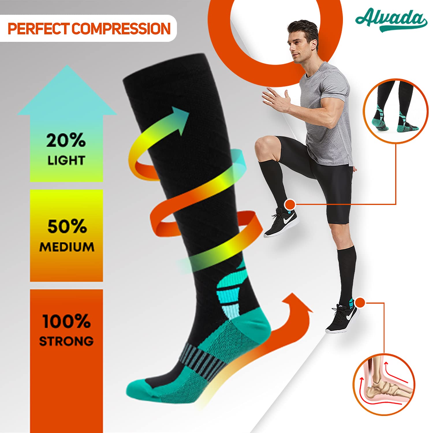 Alvada Compression Socks for Men & Women 1 Pair 4027 Blue L