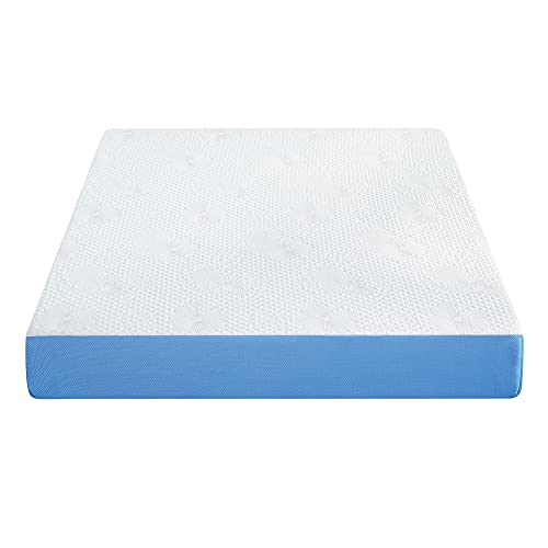 Olee Sleep 7 Inch Ventilated Gel Infused Memory Foam Mattress, CertiPUR-US® Certified, Blue, Full