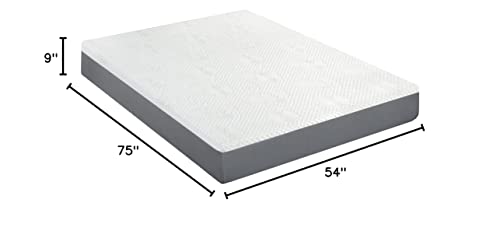 Olee Sleep 9 Inch Ventilated Gel Infused Memory Foam Mattress, CertiPUR-USĀ® Certified, Gray, Full