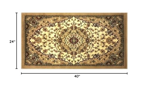 Bellagio Traditional Oriental Door Mat Design 401 Ivory (24 Inch X 40 Inch)